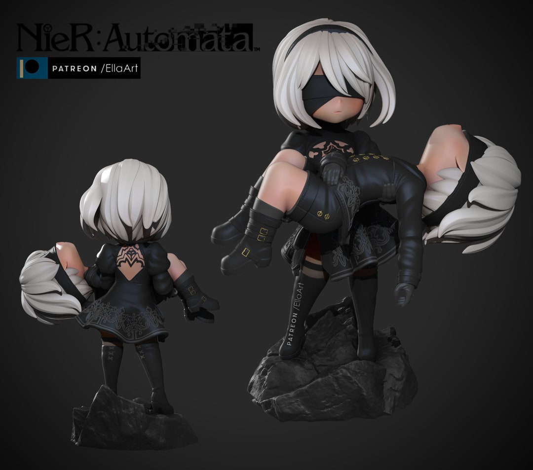 2B and 9S Chibi 3D Printed Miniature Fan Art Nier Automata - Etsy