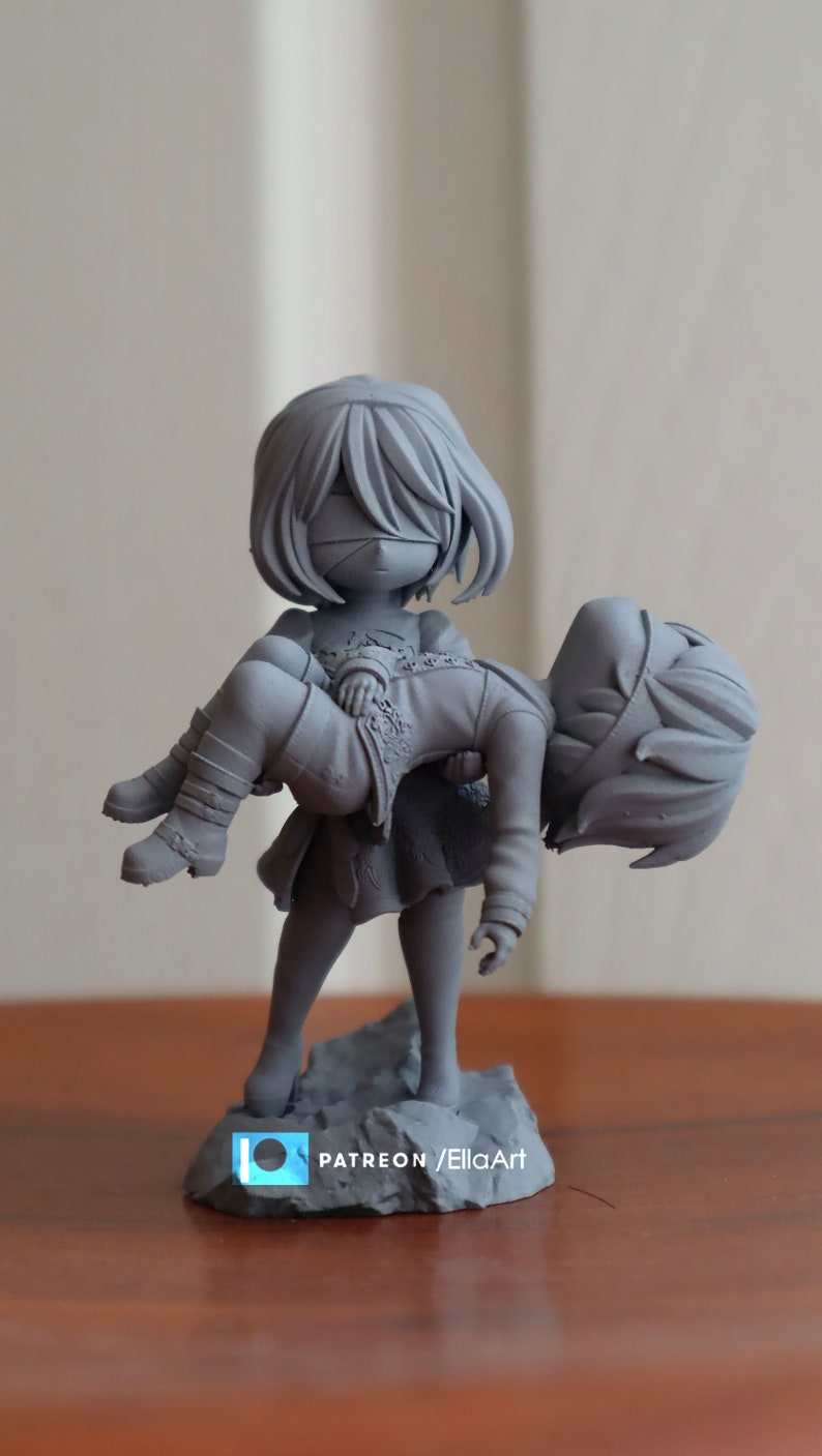 2B and 9S Chibi 3D Printed Miniature Fan Art Nier Automata - Etsy UK