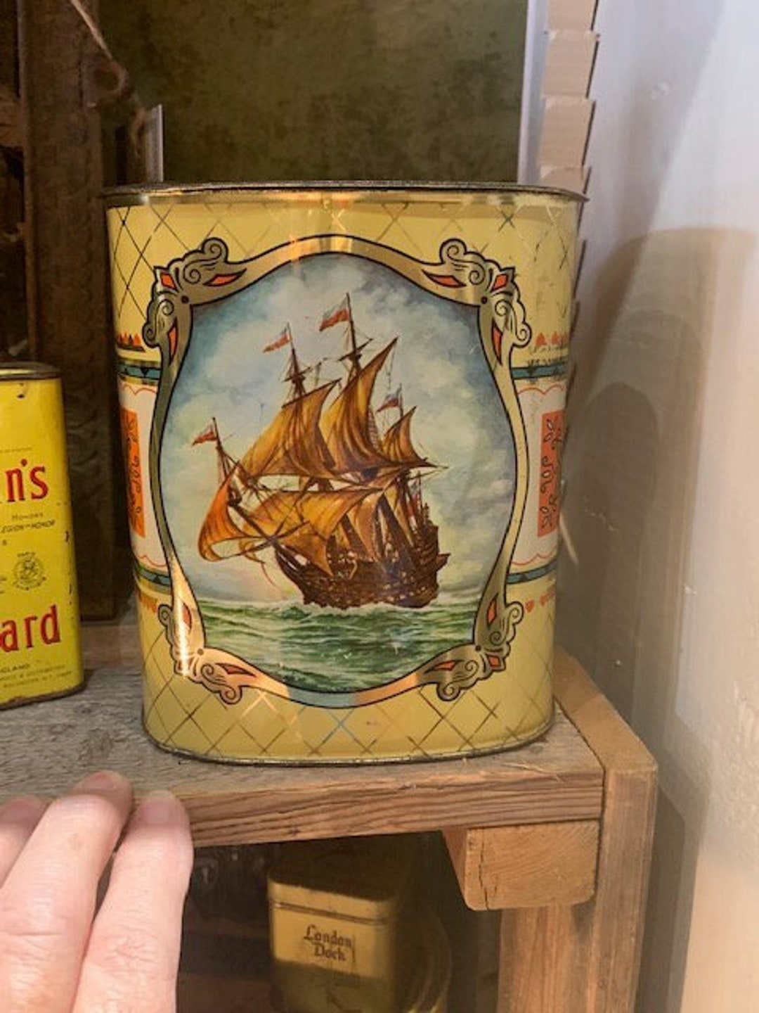 1940s Tin Sailing Ship Biscuit/candy Container, Made in Western Germany ...