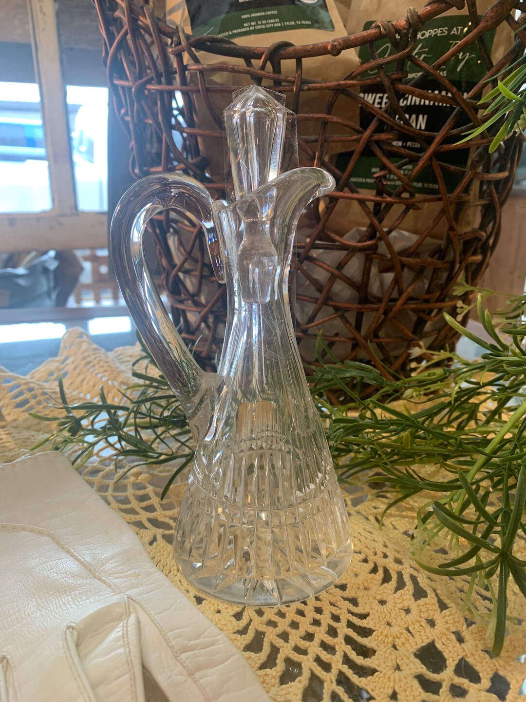 Antique Cut Glass Cruet With Faceted Stopper, 1900s Brilliant Glass - Etsy