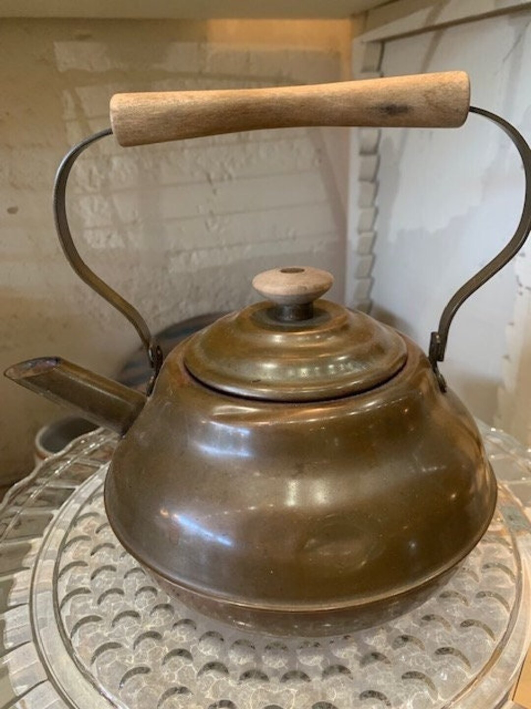 1950s Copper Tea Pot With Wooden Handle, 6 X 7 X 7 Inches - Etsy