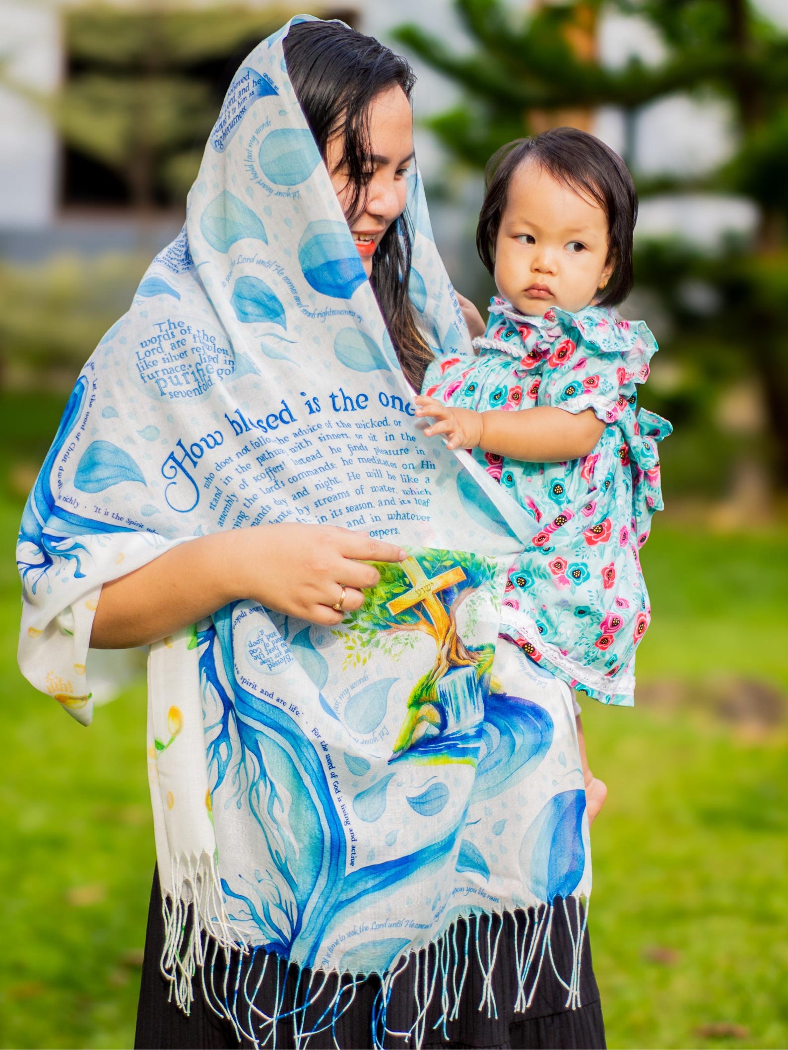 Seed of Life Prayer Scarf: Christian Head Covering, Bible Accessory - Etsy