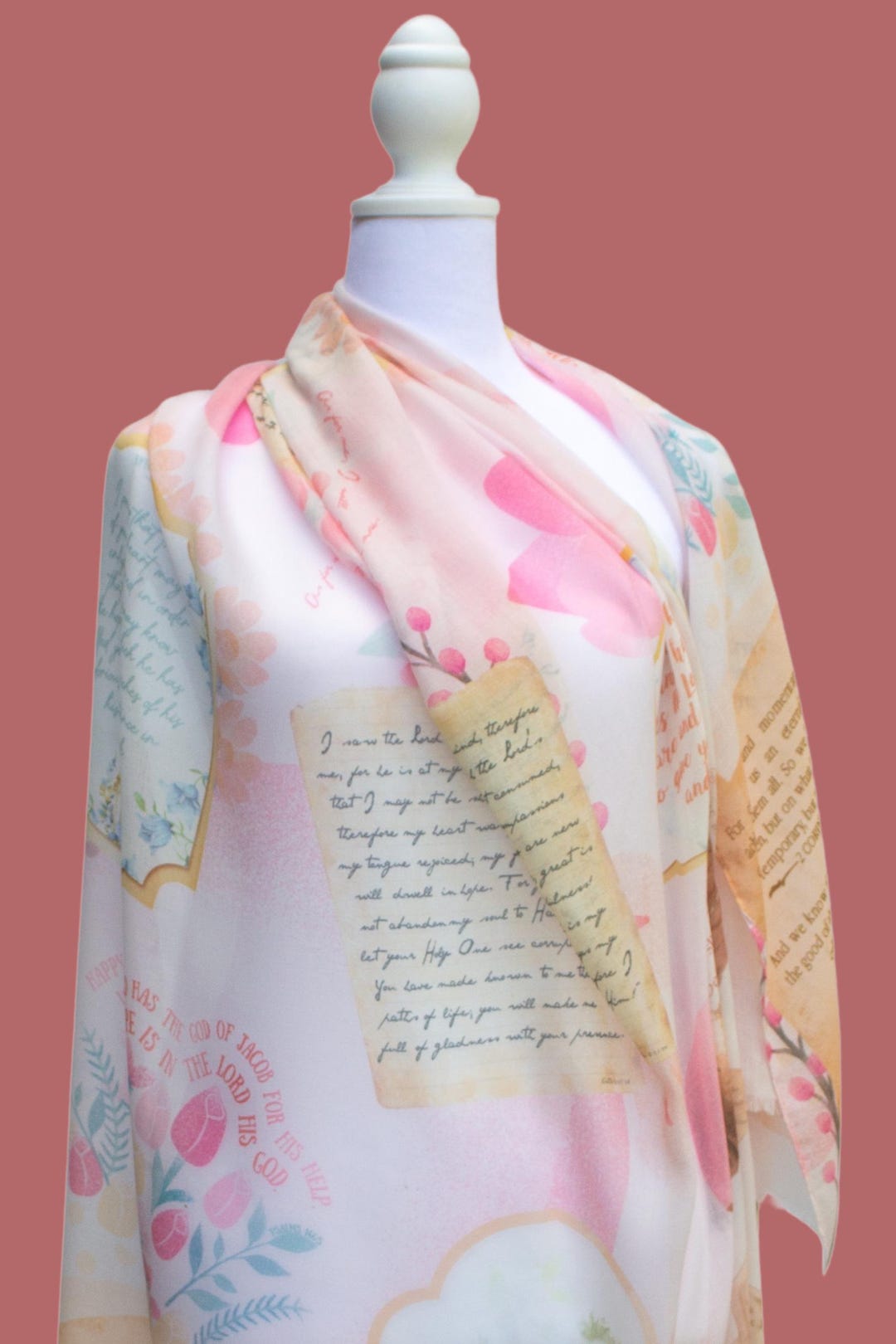 Pink Prayer Shawl: Christian Bible Verse Scarf, Inspirational Gift - Etsy