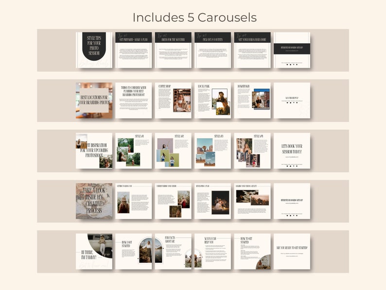 30 Carousel Post Templates for Instagram | Minimal Feminine Canva ...