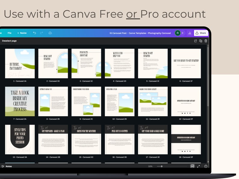 30 Carousel Post Templates for Instagram | Minimal Feminine Canva ...