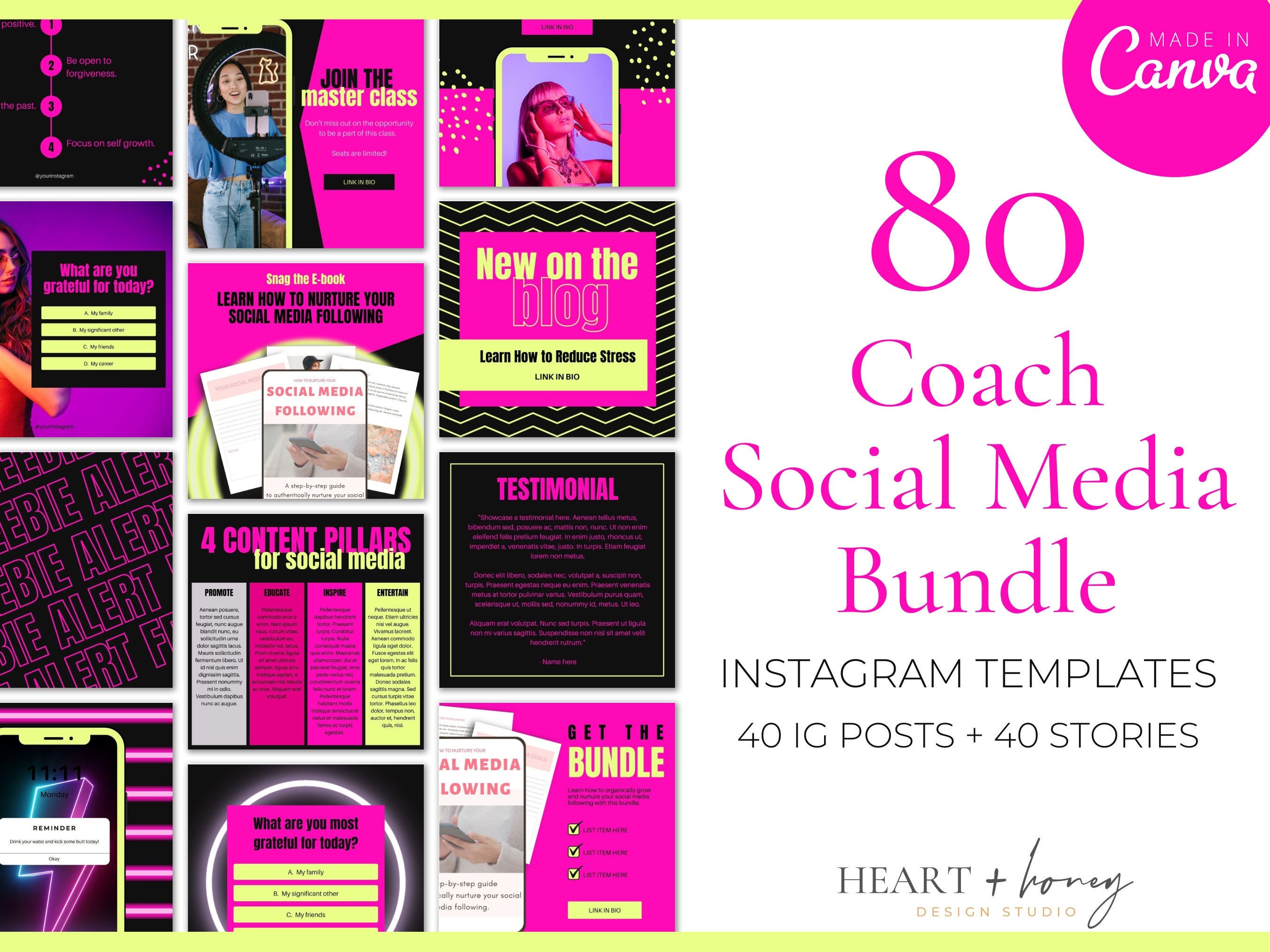 80 Instagram Post Story Template Bundle Canva Social Media Templates ...