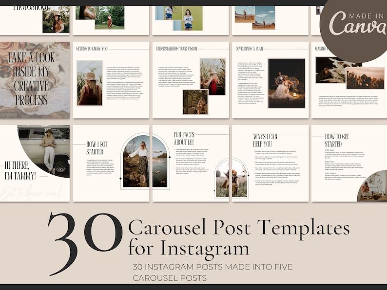 30 Carousel Post Templates for Instagram | Minimal Feminine Canva ...
