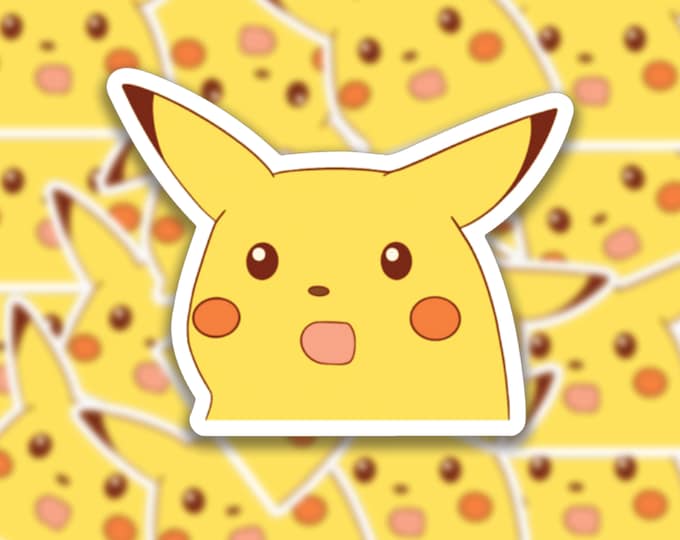Meme Surprised Pikachu Vinyl Sticker, Waterproof Sticker, Laptop ...