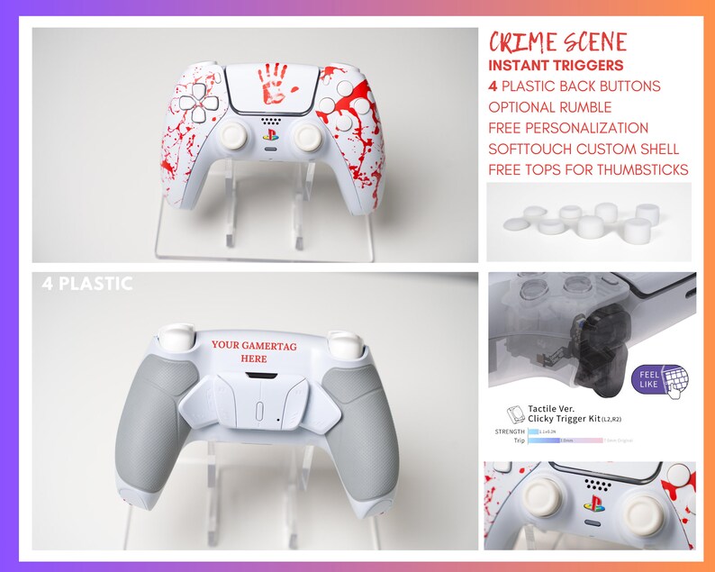 Premium PS5 Controllers With Back Buttons - Hello Kitty,crime Scene ...
