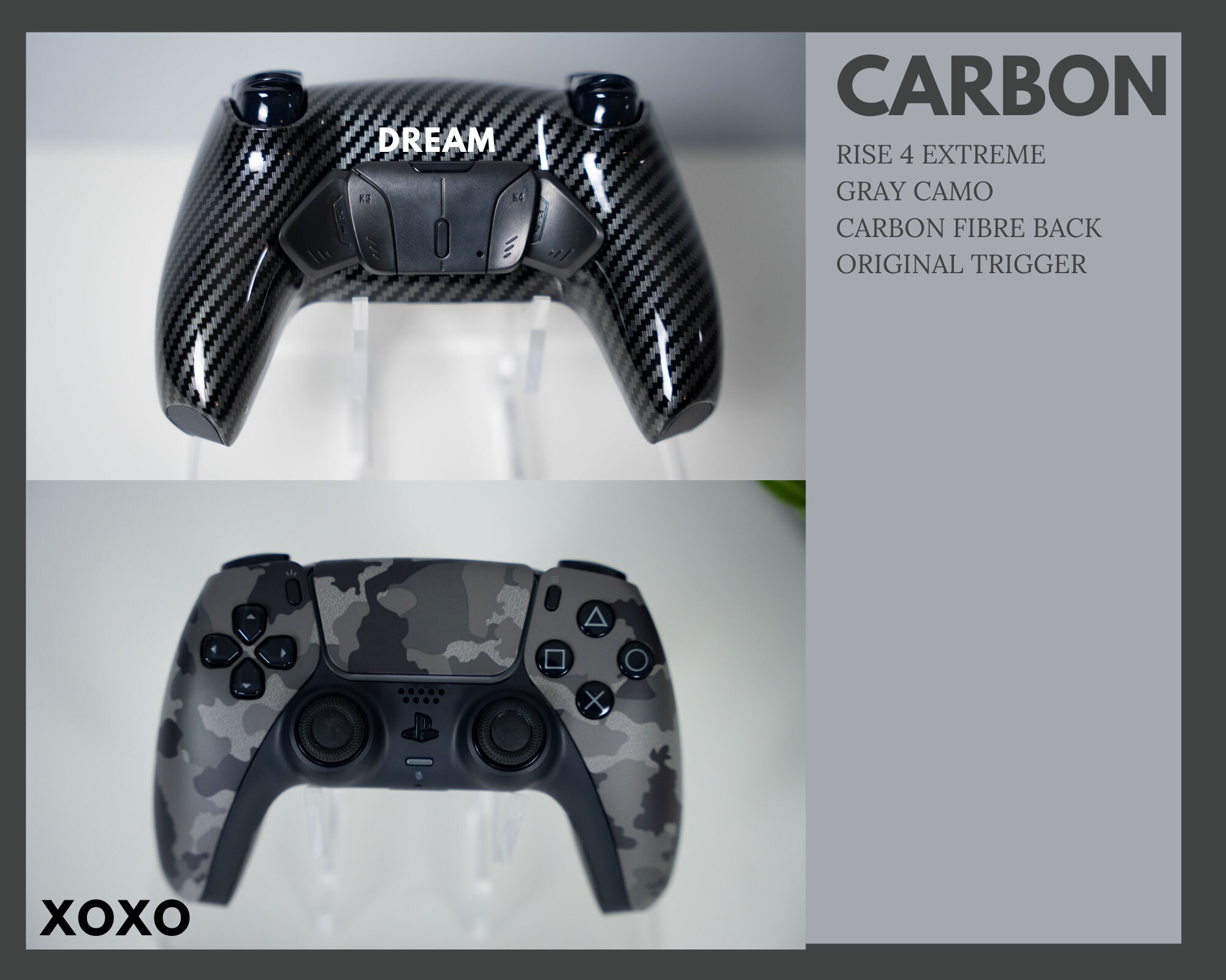 PS5 CARBON Fibre/camo CONTROLLERS With 4 and 2 extremerate Back Buttons ...