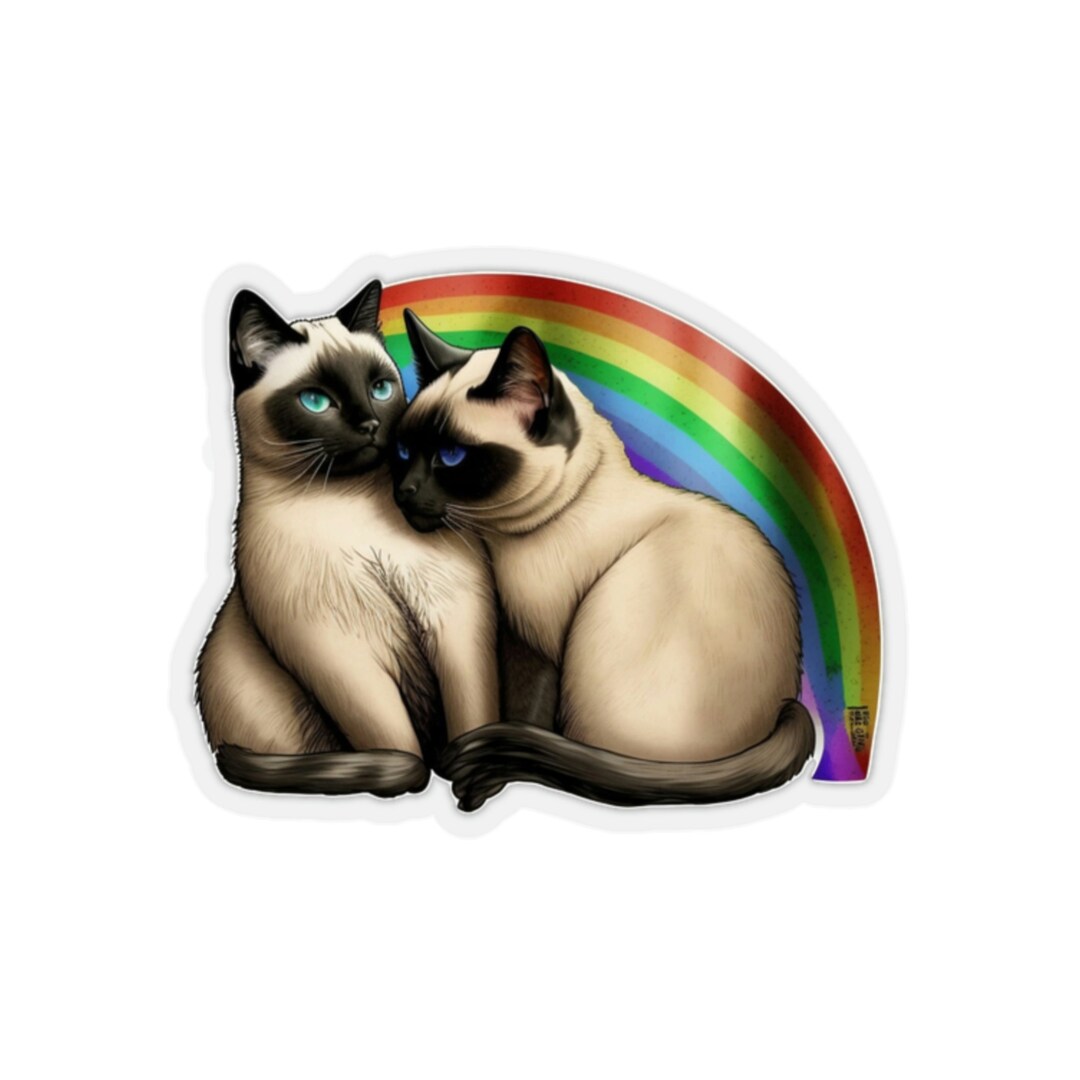 Siamese Cats Cuddling Sticker Kiss-cut Style - Etsy