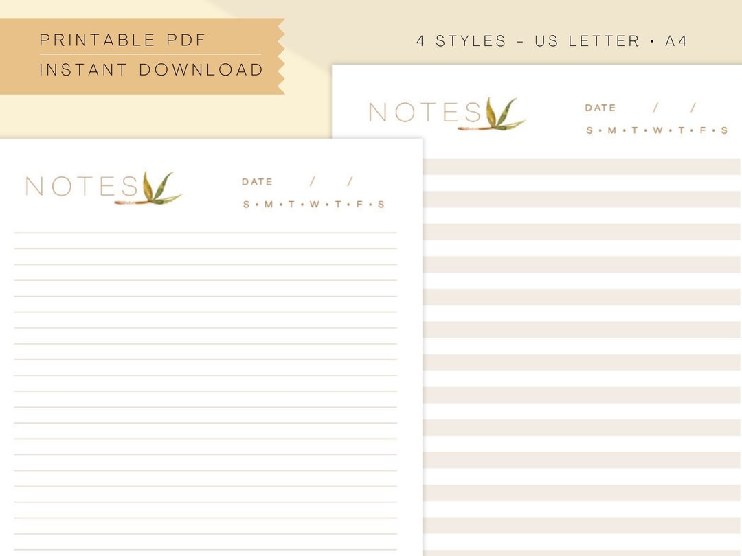 Printable Note Pages, Minimalist Lined Paper for Note-taking, Printable ...