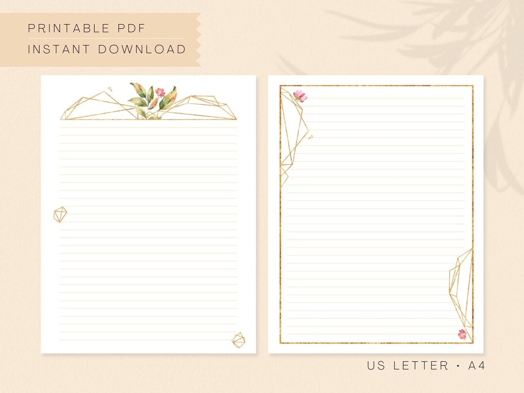 Lined Letter Writing Stationery, Printable Stationery PDF, Journal or ...