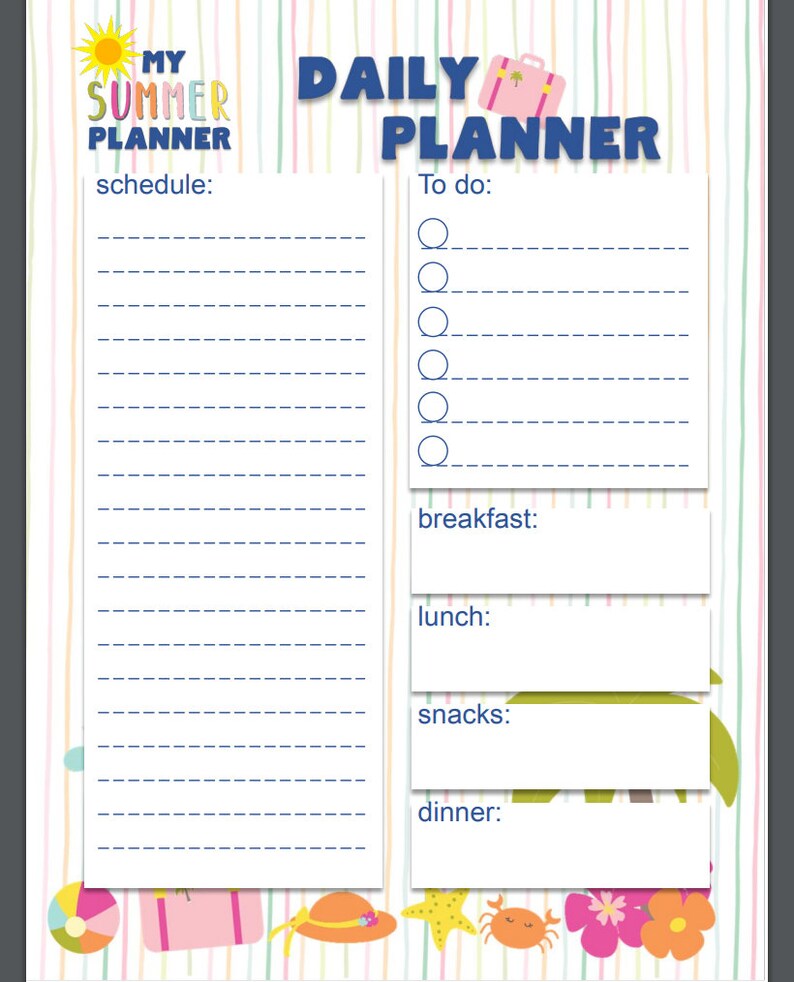 My Summer Planner (printable) - Etsy
