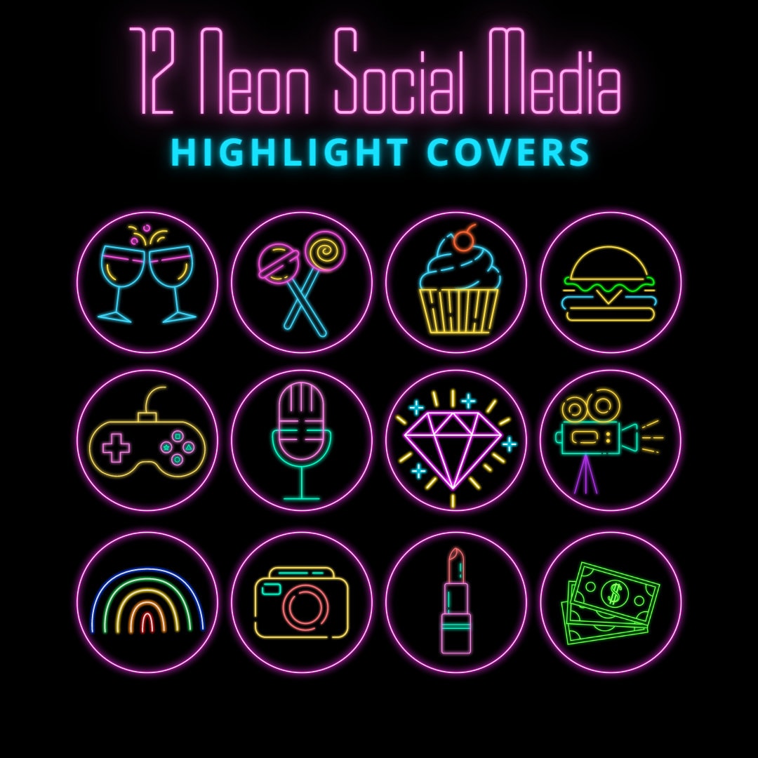 12 Neon Instagram Highlight Covers | Neon IG Covers | Modern Neon ...