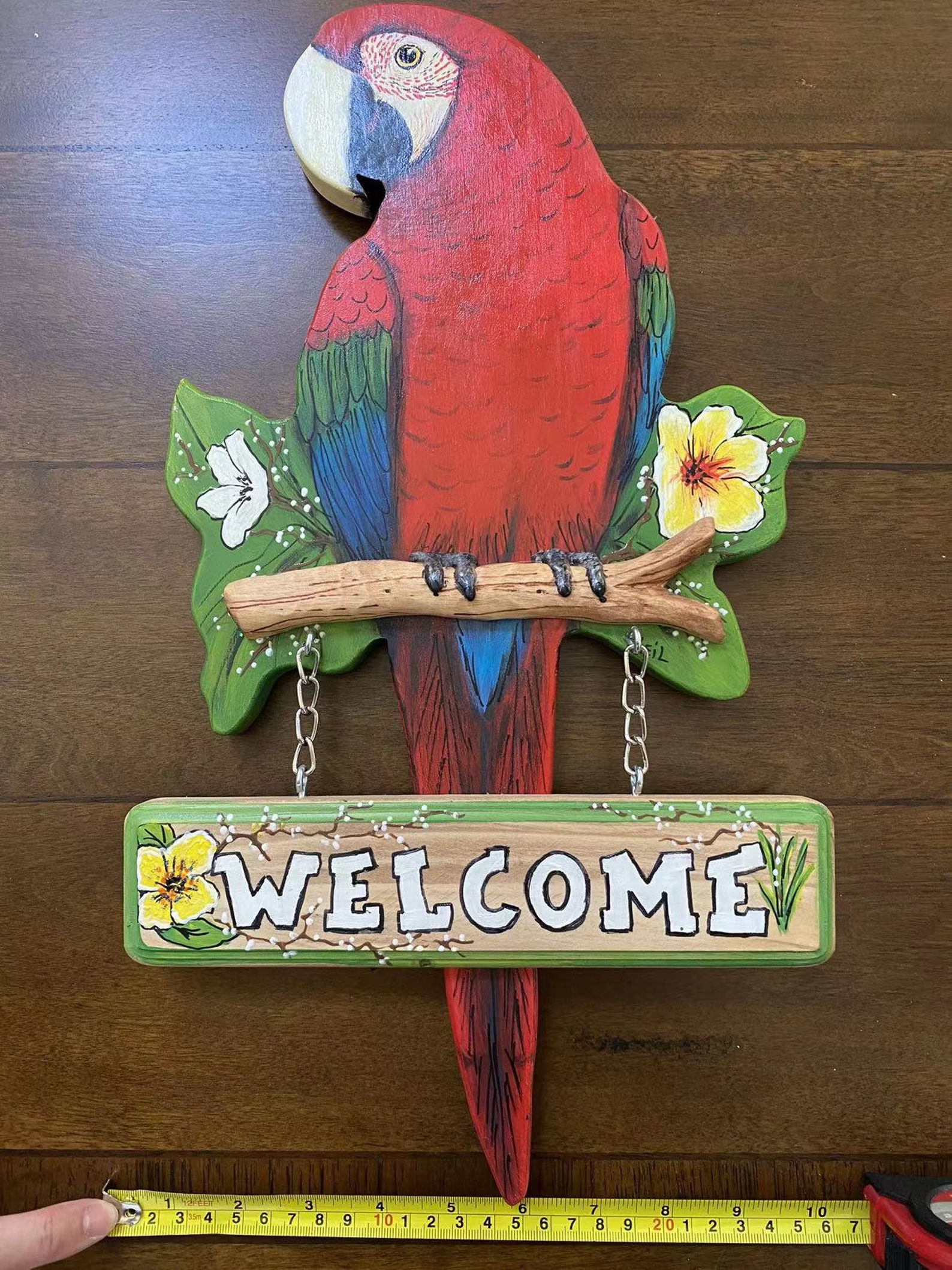 Handmade Parrot Wall Plaques 16" by 12" Outdoor Decoration Welcome Sign ...