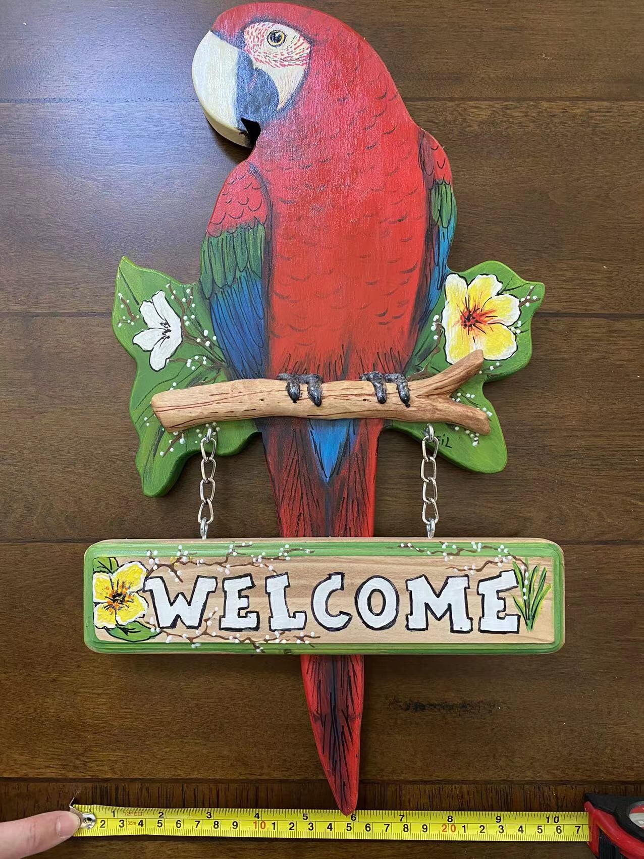 Handmade Parrot Wall Plaques 16 by 12 Outdoor Decoration Welcome Sign ...
