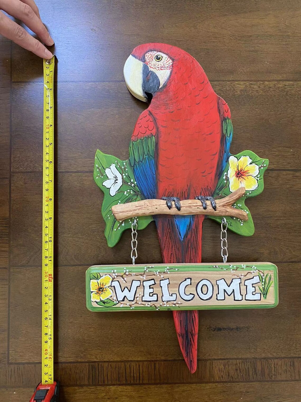 Handmade Parrot Wall Plaques 16" by 12" Outdoor Decoration Welcome Sign ...