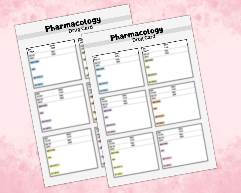 Pharmacology Notes Drug Card Disease Template Pharmacology - Etsy