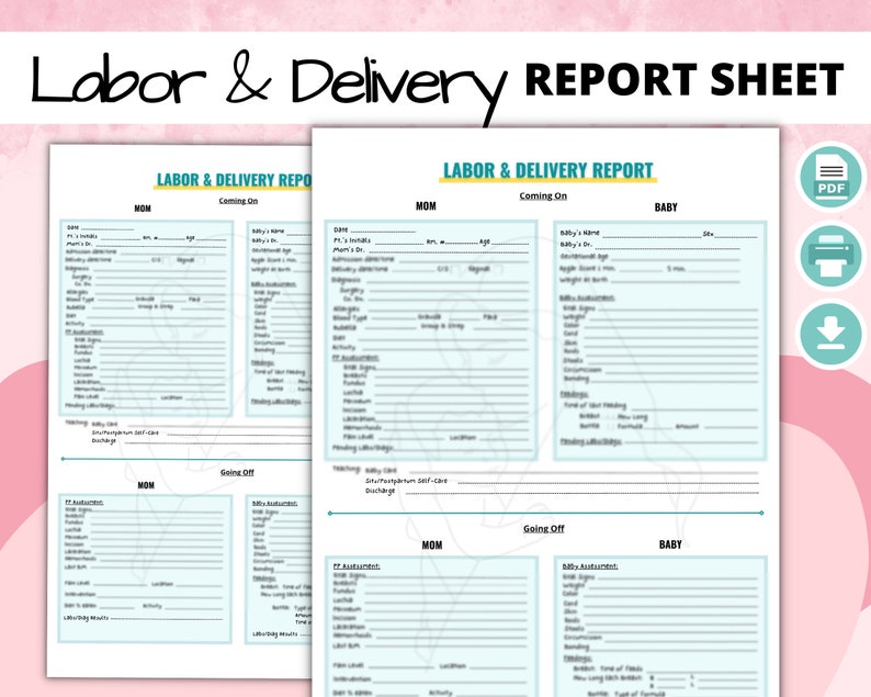 Mother Baby Nurse, Labor and Delivery, Nurse Report Sheet, Nursing ...