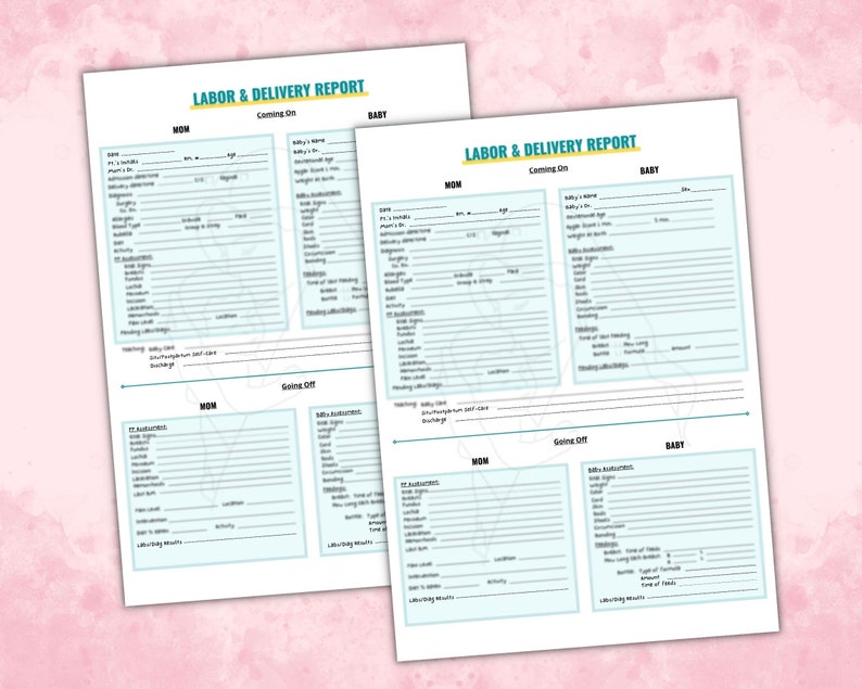 Mother Baby Nurse, Labor and Delivery, Nurse Report Sheet, Nursing ...