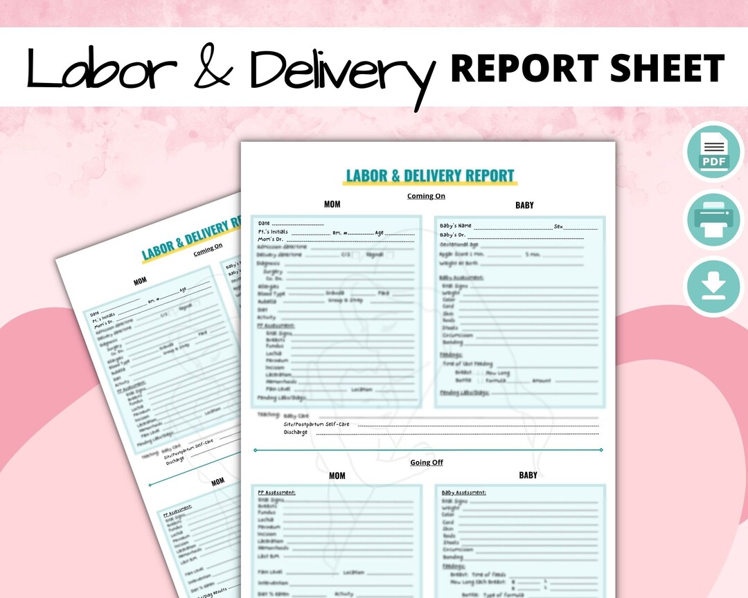 Hoja de informe de parto y parto, enfermera ldrp, Hoja de informe de enfermera, Notas de ...