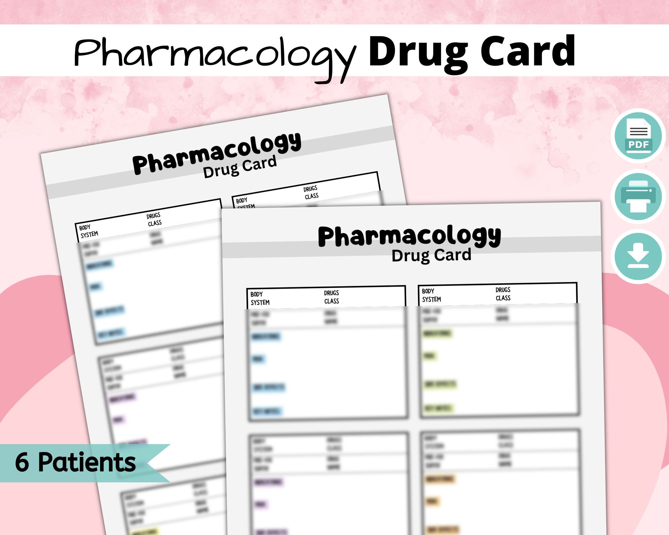 Pharmacology Notes Drug Card Disease Template Pharmacology - Etsy