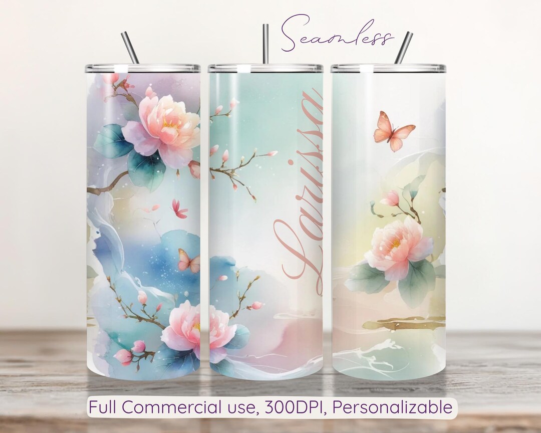 Pastel Japanese Blossom Tumbler PNG, Spring Floral 20oz Sublimation ...