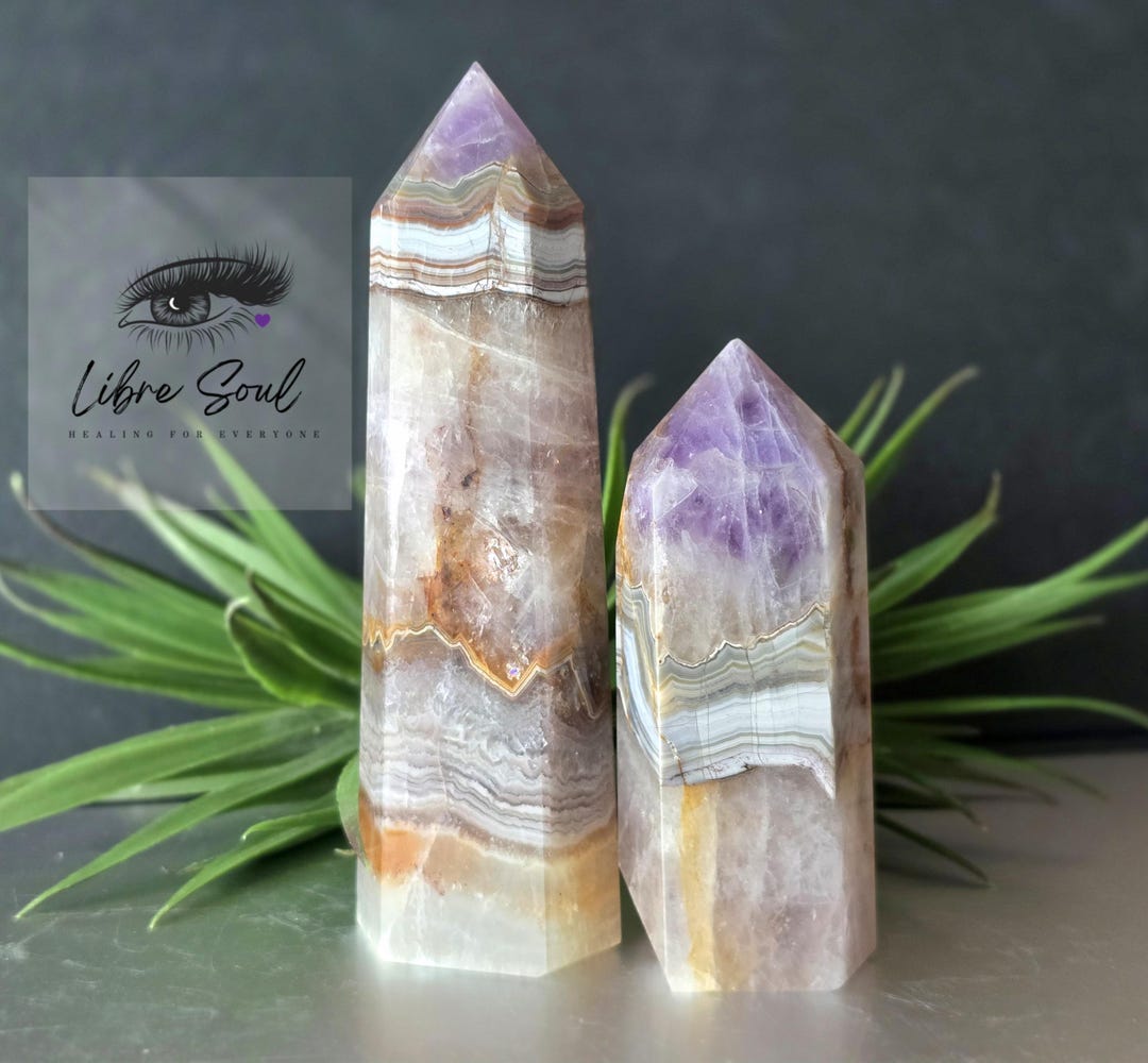 Natural Amethyst Agate Purple Crystal Obelisk Towers~ 3.75" & 5" TOWERS ...