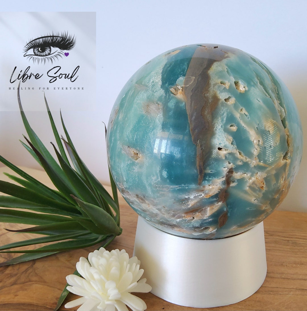 Huge Caribbean Calcite Crystal Sphere With Druzy STUNNING - Etsy