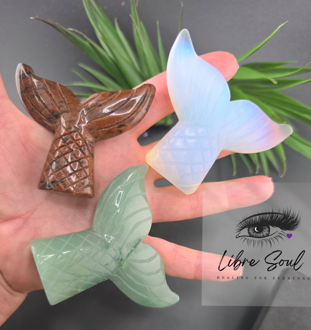 Natural Mermaid Tails Carved Crystal | Ocean Jasper | Rose Quartz ...