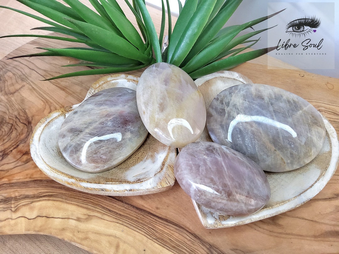 Natural Moonstone Crystal Palms With Flash - Etsy