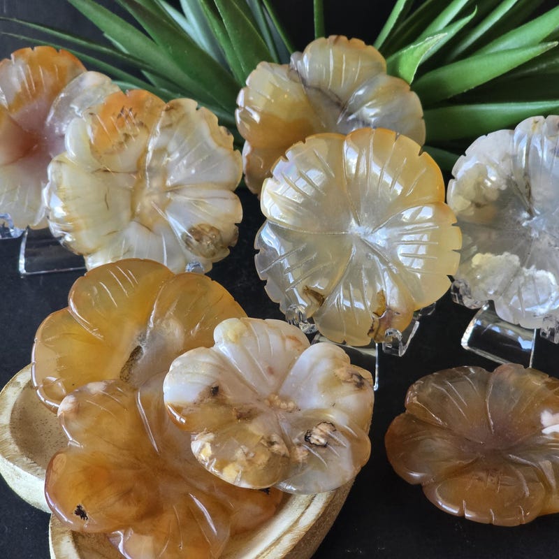 Flower Carved Agate - Etsy