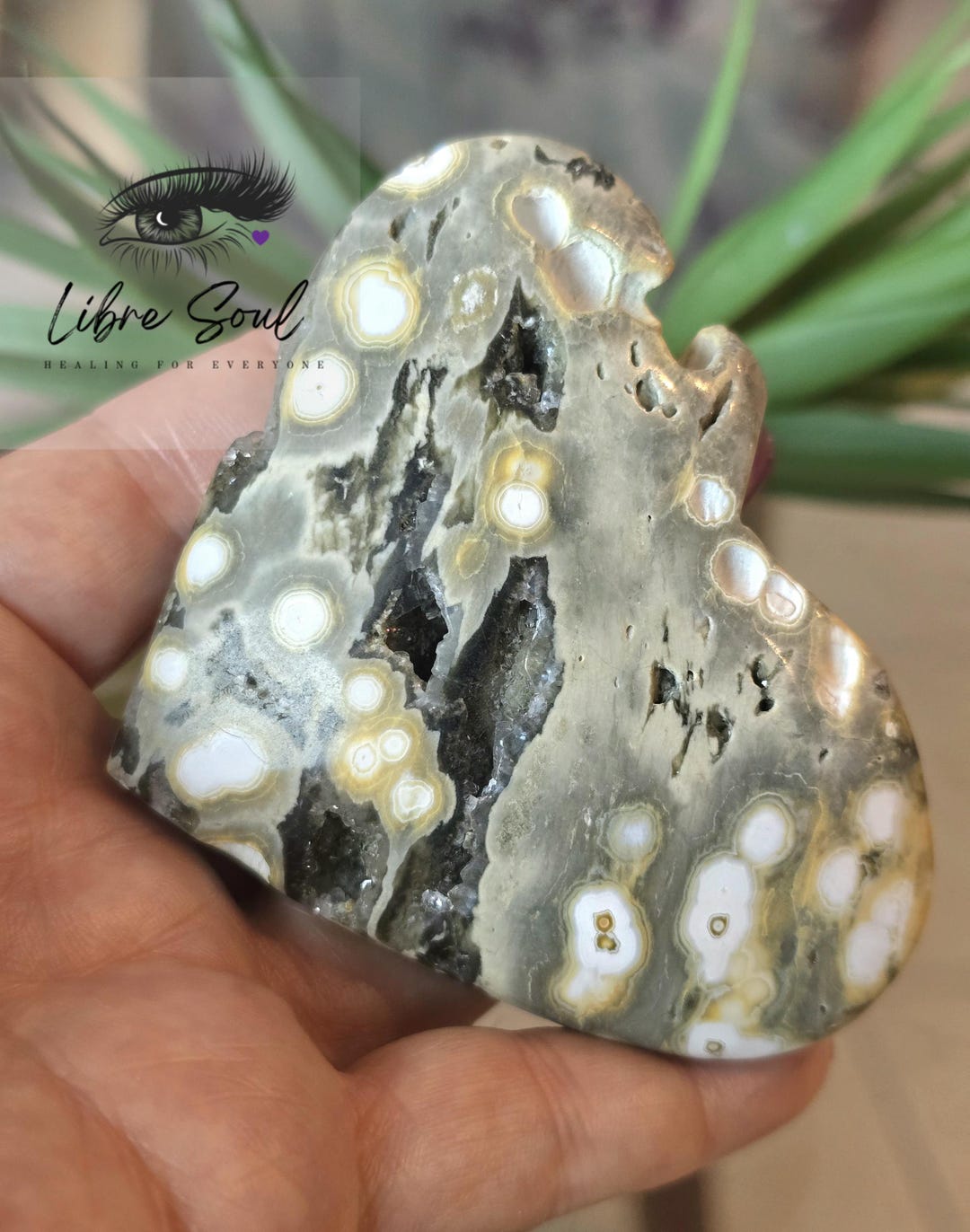 Ocean Jasper Heart With Stand: Eight Vein Madagascar Crystal, 80mm - Etsy