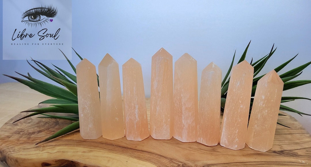 Natural Peach Selenite Points - Etsy