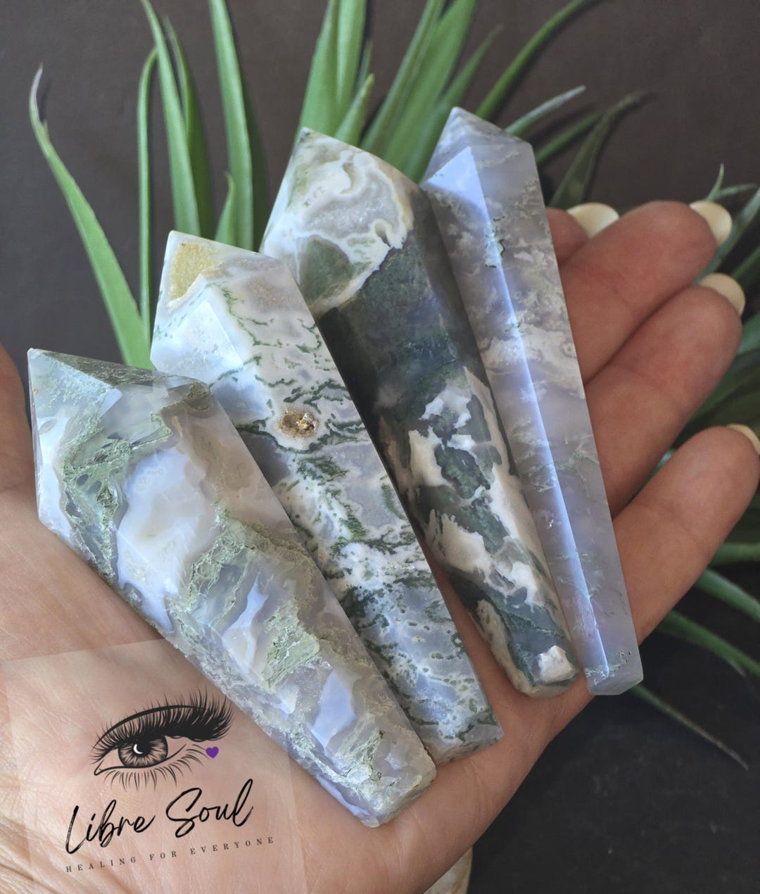 Natural Moss Agate Mini Sceptre /mini Moss Agate Wands| Mini Scepter ...