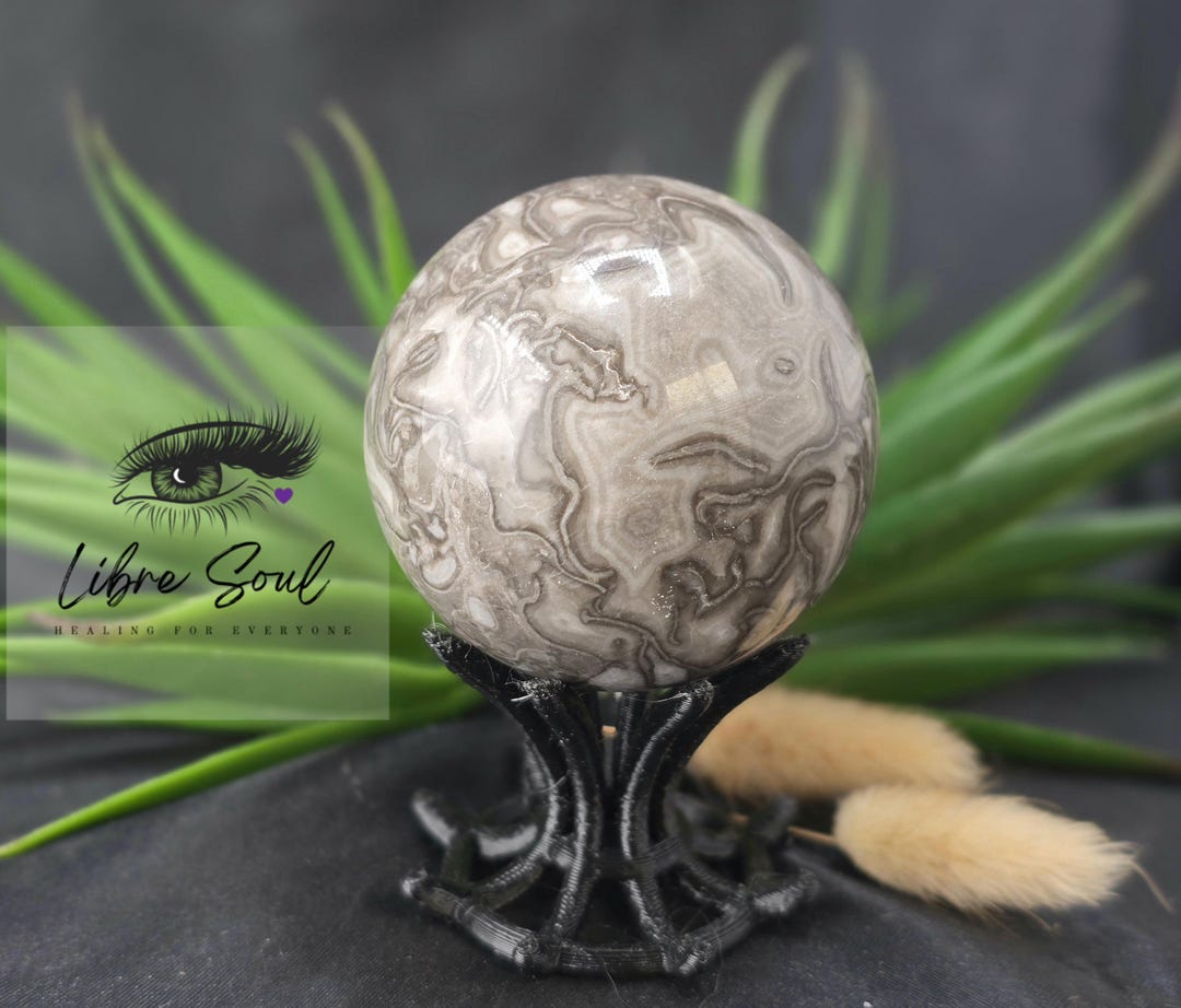 Natural Black Shell Jasper Crystal Sphere/orbit/ Thousand Eye Stone ...