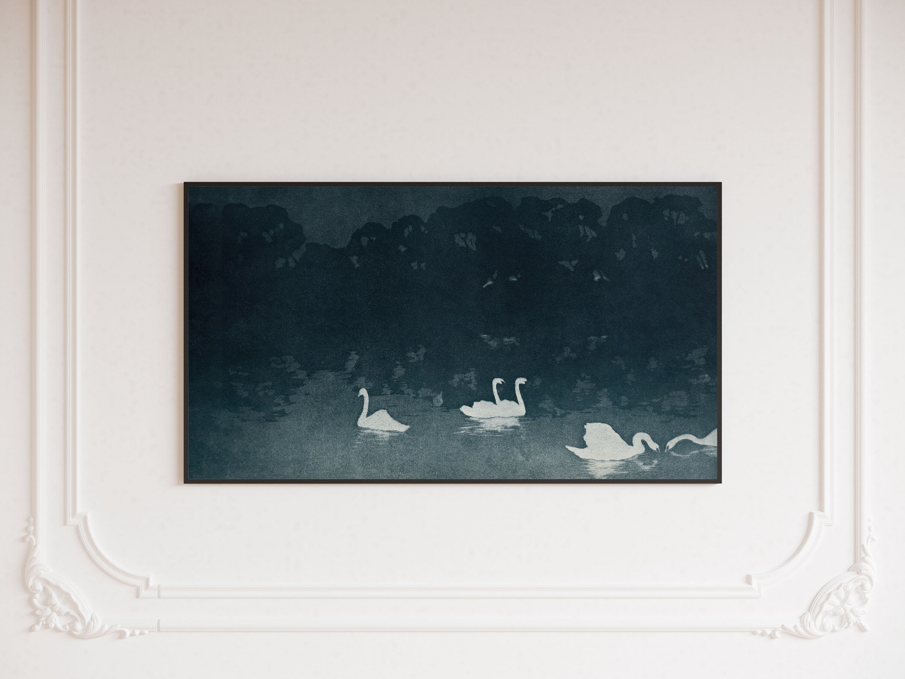 Samsung Frame TV Art Swan Artwork for Samsung TV Swan TV Art Dark and ...