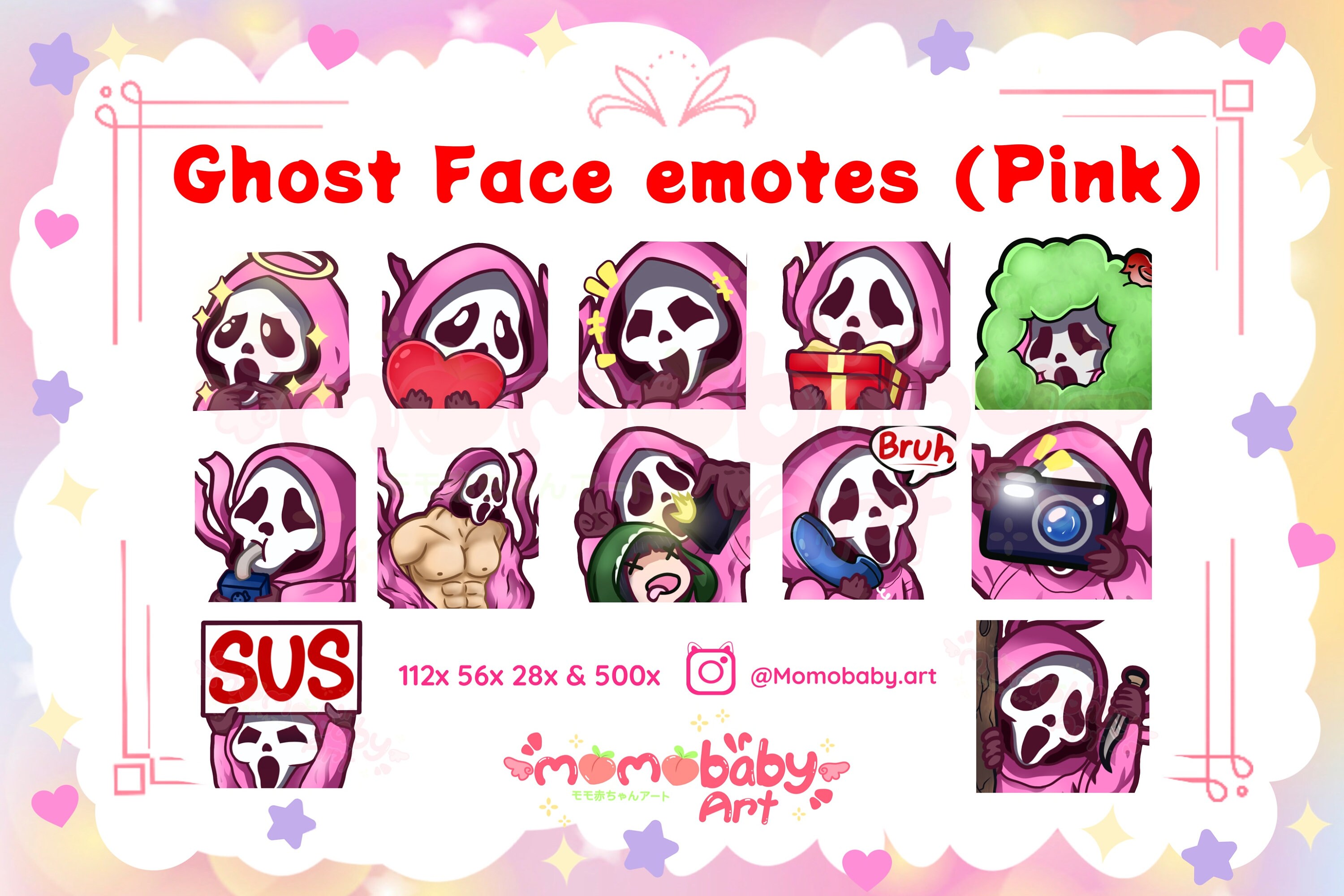 Pink Ghost Face Emotes - Etsy