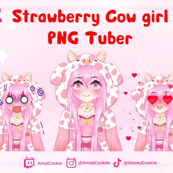 Strawberry Cow Vtuber - Etsy
