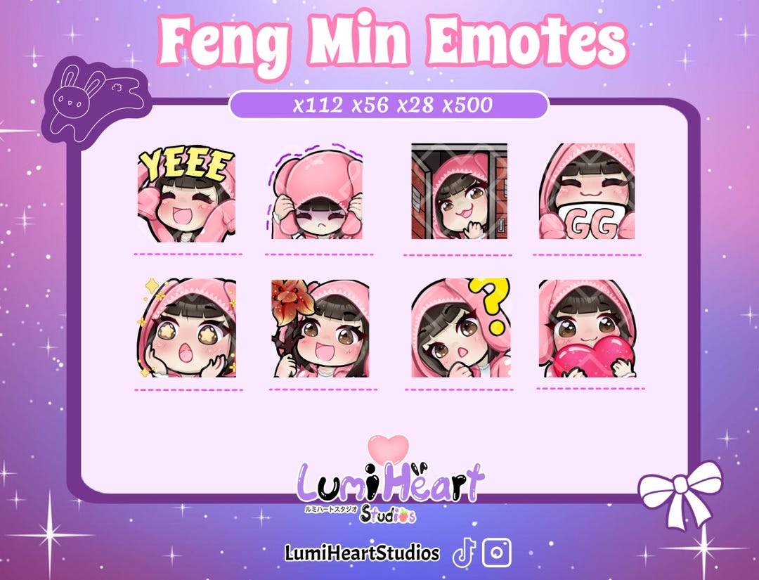 Feng Min Pink Bunny Emote Bundle 2 - Etsy