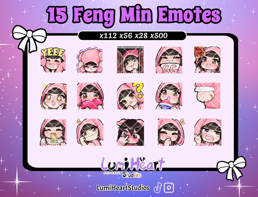 15 Feng Min Full Emote Bundle Pink Bunny - Etsy