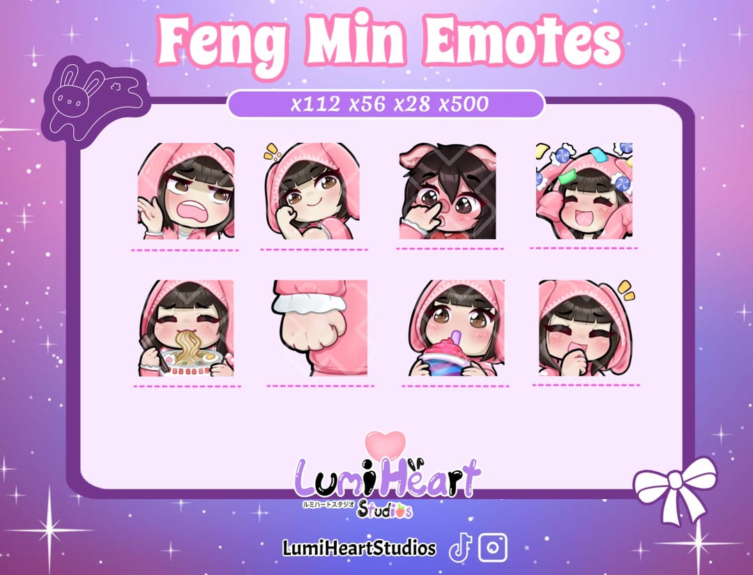 Feng Min Pink Bunny Emote Bundle 1 - Etsy