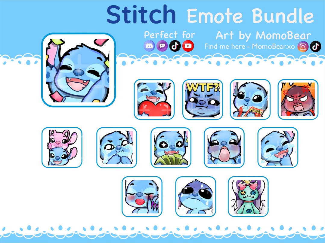 Stitch Emote Bundle - Etsy