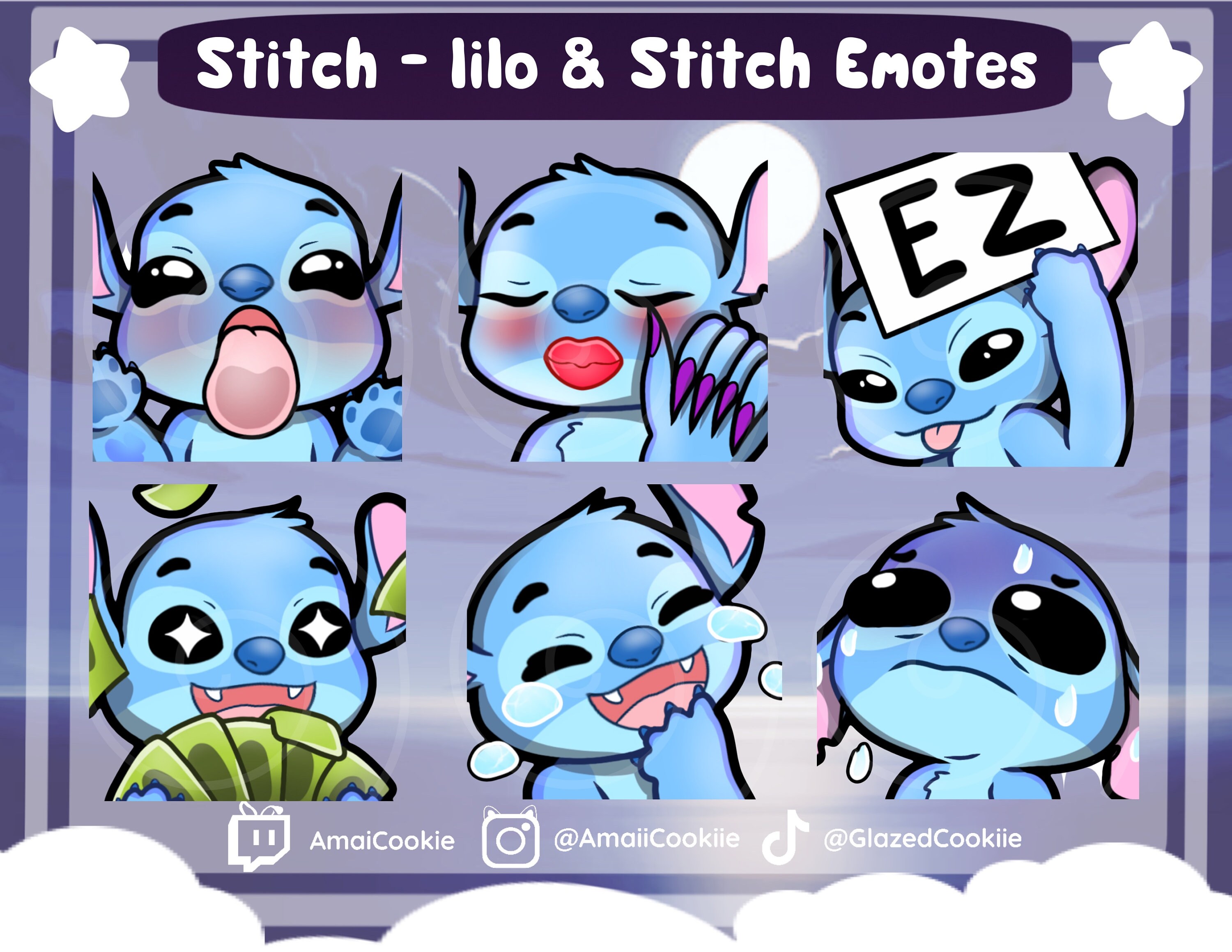 Stitch Emote Bundle - Etsy