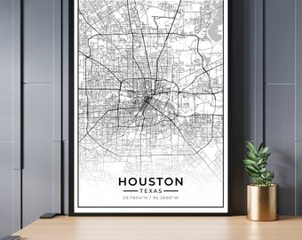 HOUSTON TEXAS MAP Glossy Poster Picture Photo Banner Print - Etsy