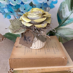 Yellow Book Page Rose - Etsy