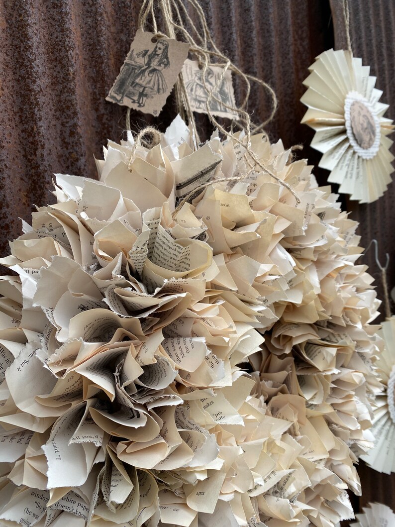 Alice in Wonderland Ruffled Book Page Wreath - Etsy
