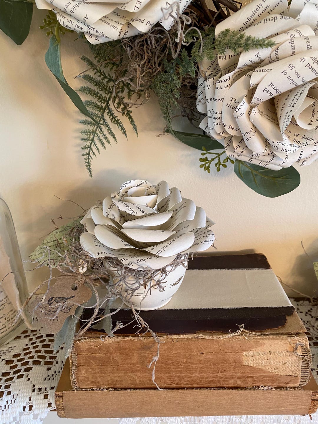 Book Page Rose - Etsy