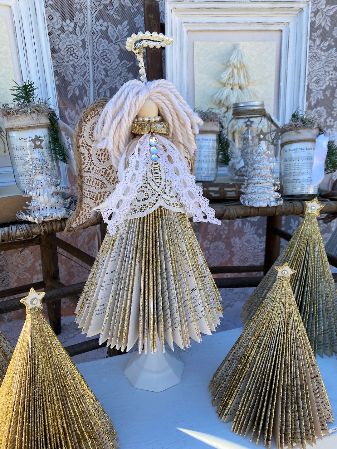 Book Page Angel Gold - Etsy